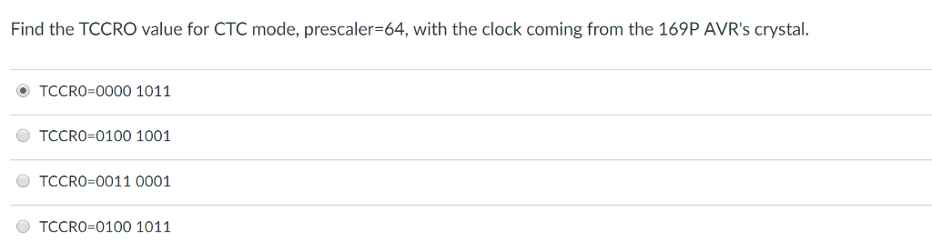 Solved Find The Tccro Value For Ctc Mode Prescaler 64 With