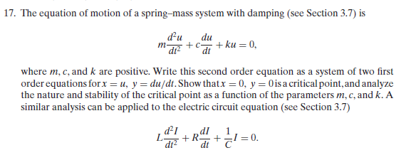 Solved The equation of motion of a spring-mass system with | Chegg.com