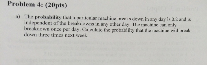 Solved The probability that a particular machine breaks down | Chegg.com