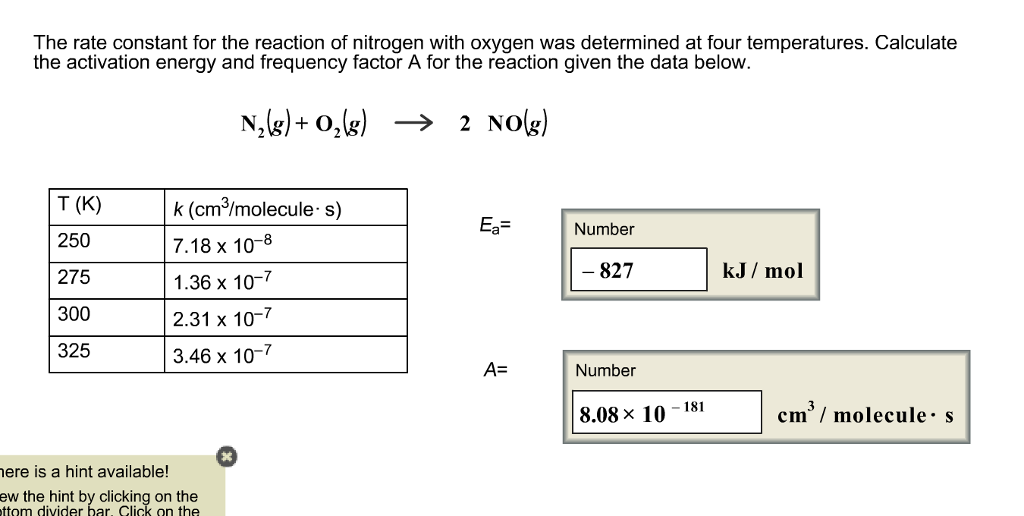 Solved The rate constant for the reaction of nitrogen with | Chegg.com