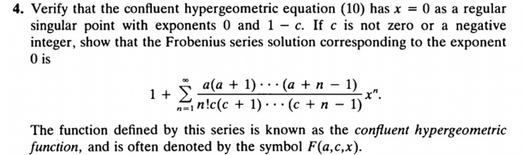 Verify that the confluent hypergeometric equation | Chegg.com