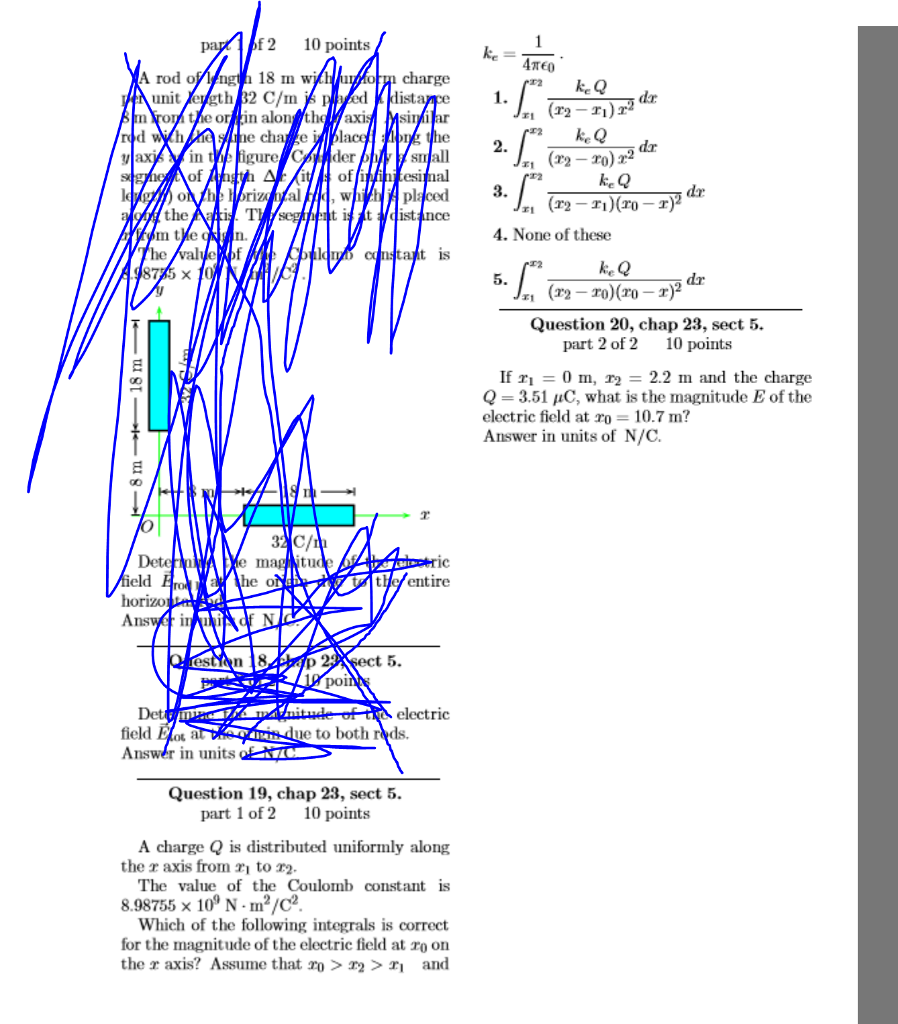 Solved A charge Q is distributed uniformly along the x axis | Chegg.com