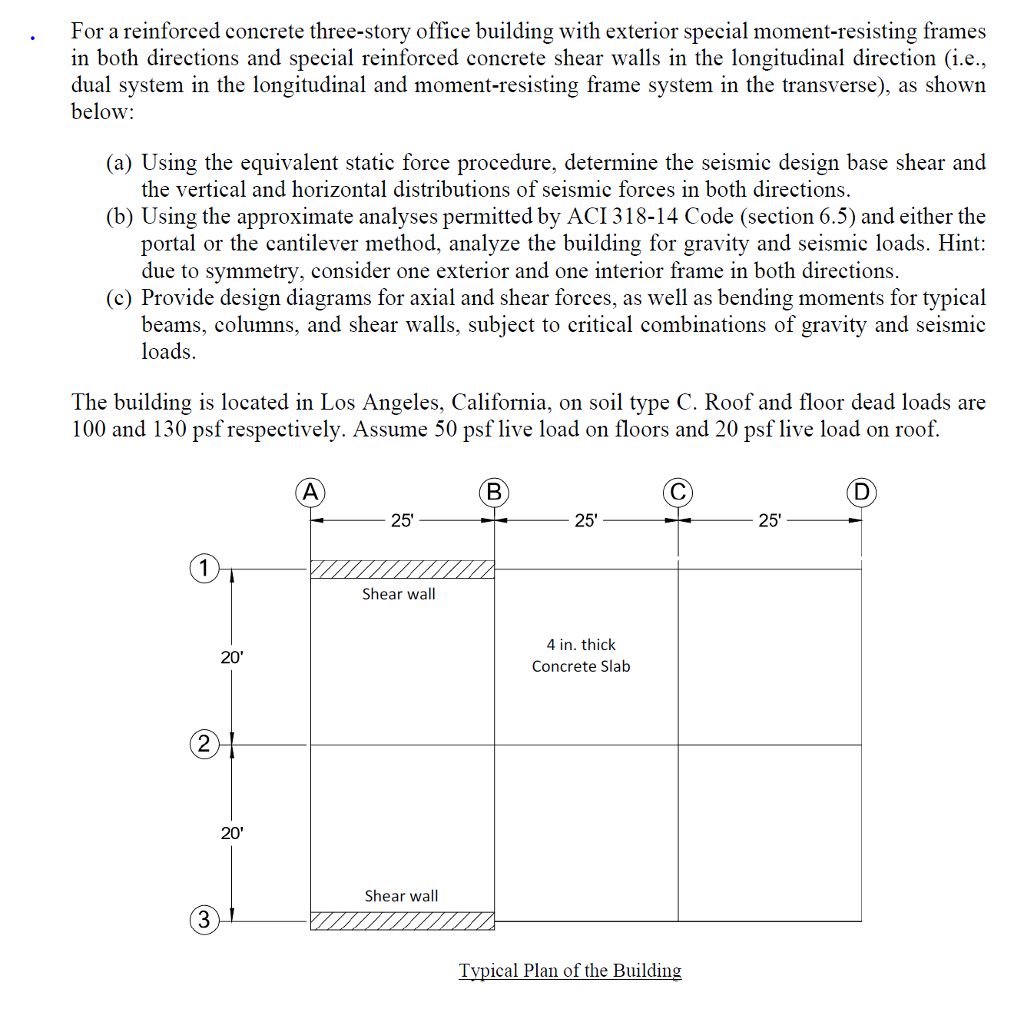 For a reinforced concrete three-story office building | Chegg.com