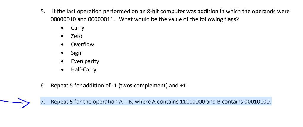 Solved If the last operation performed on an 8-bit computer | Chegg.com