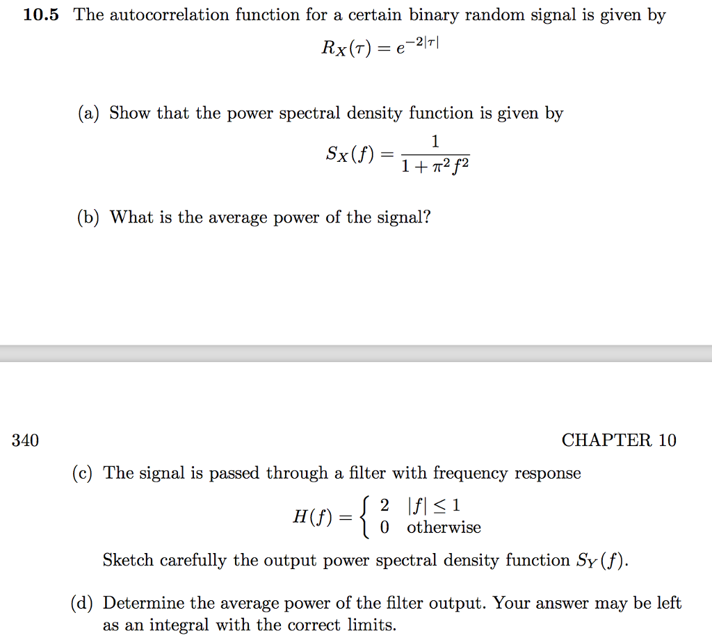 Solved The Autocorrelation Function For A Certain Binary 6472