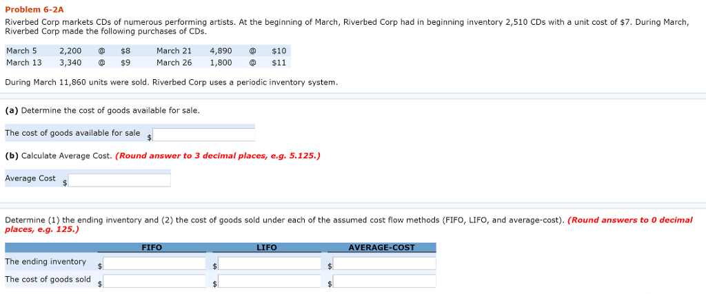 Solved Problem 6-2A Riverbed Corp markets CDs of numerous | Chegg.com