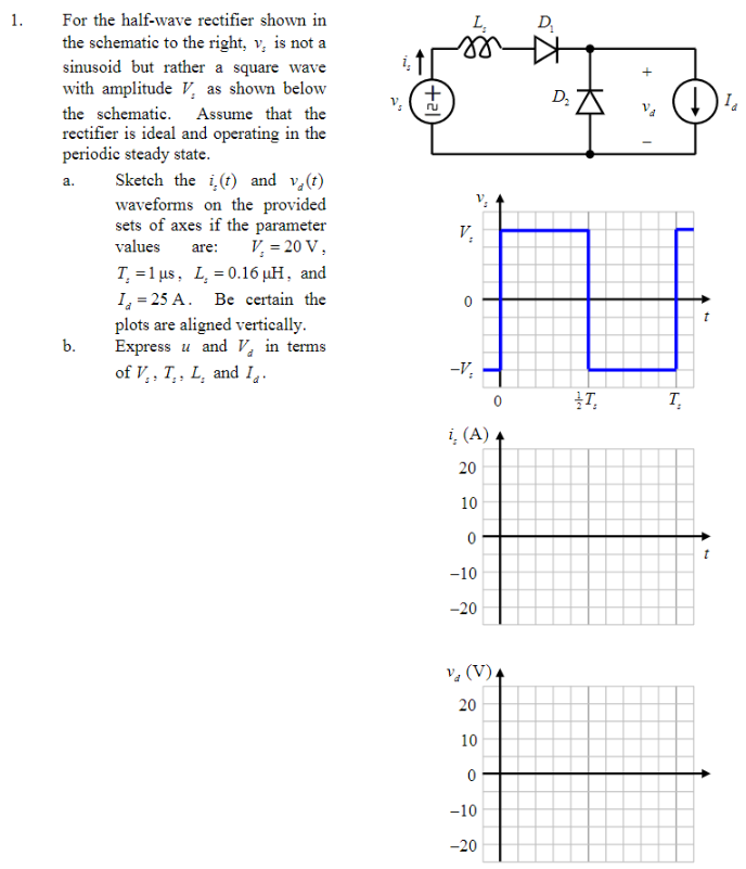 Solved For the half-wave rectifier shown in the schematic to | Chegg.com