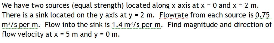 Solved We have two sources (equal strength) located along x | Chegg.com