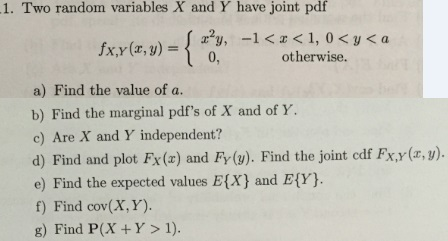 Solved Two random variables X and Y have joint pdf a) Find | Chegg.com