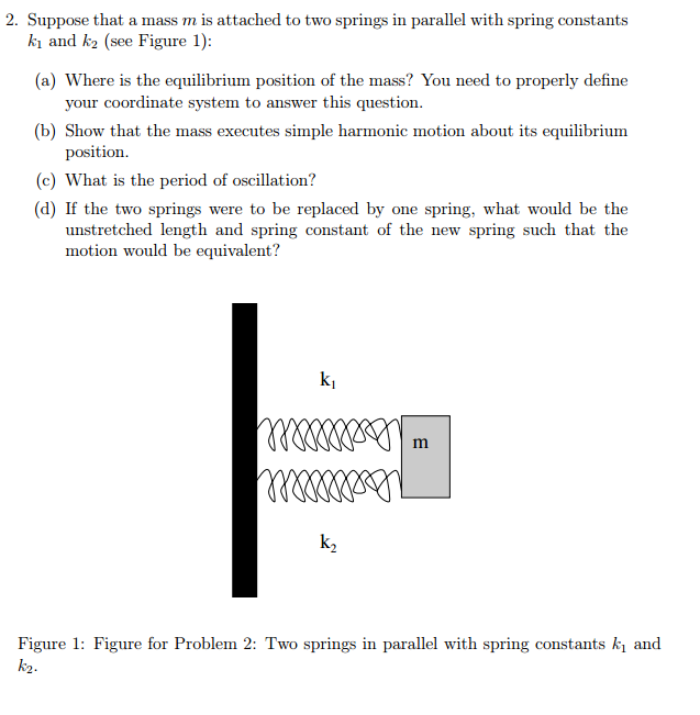 Solved 2. Suppose that a mass m is attached to two springs | Chegg.com