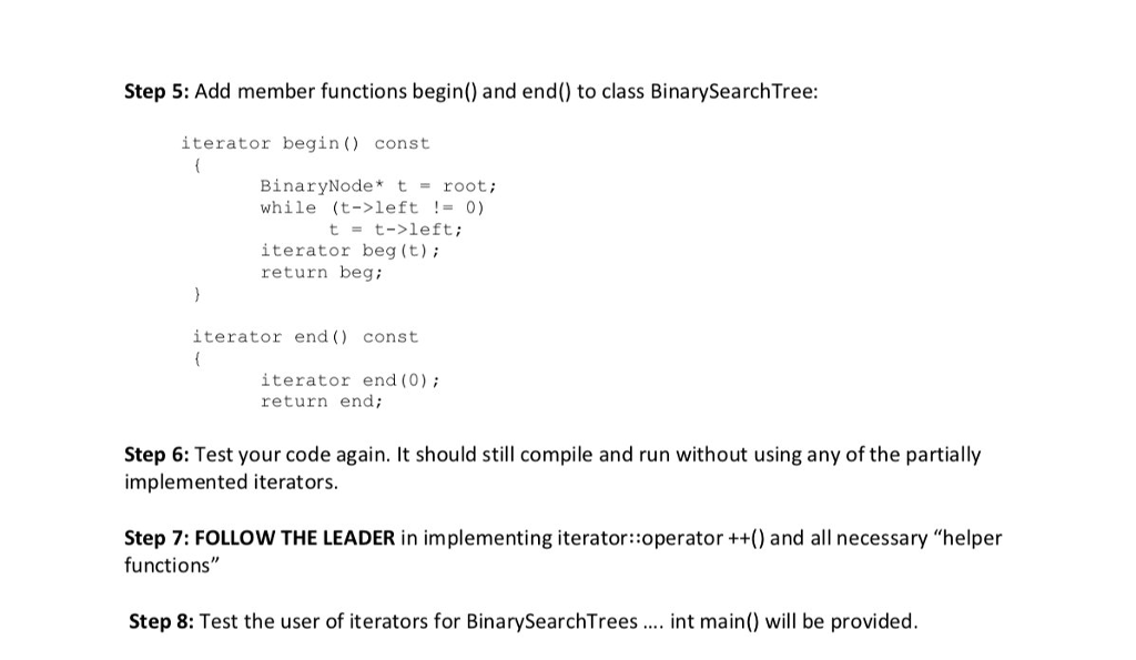 In this lab we will enhance our BinarySearchTree | Chegg.com