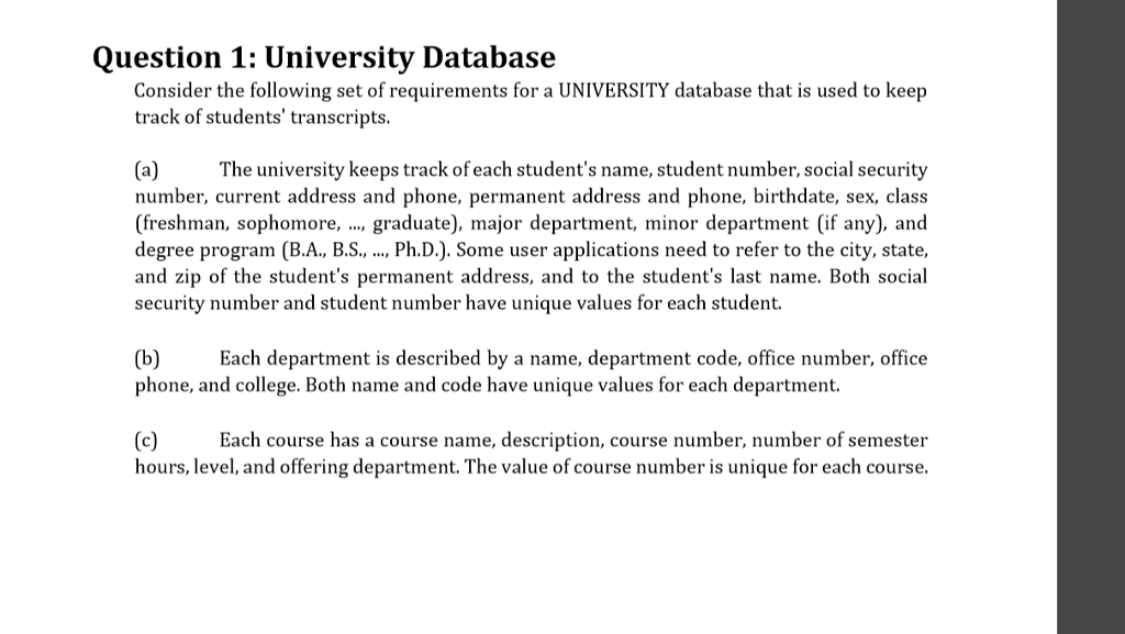 Solved Question 1 University Database Consider The 