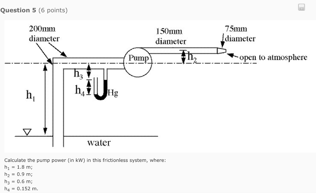 Solved Calculate the pump power (in kW) in this | Chegg.com