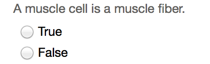 Solved A muscle cell is a muscle fiber True False | Chegg.com