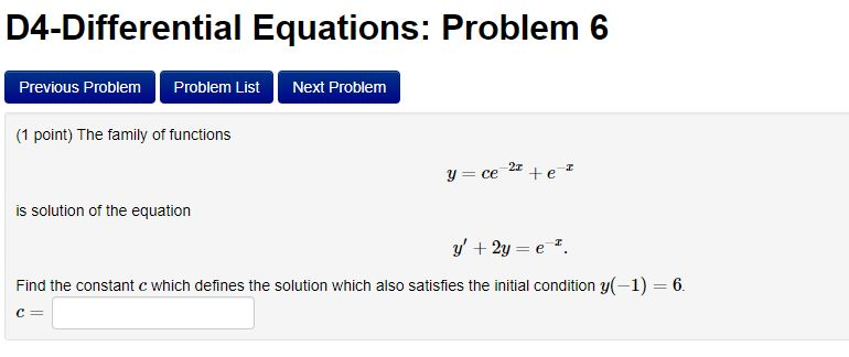 Solved D4-Differential Equations: Problem 6 Previous Problem | Chegg.com