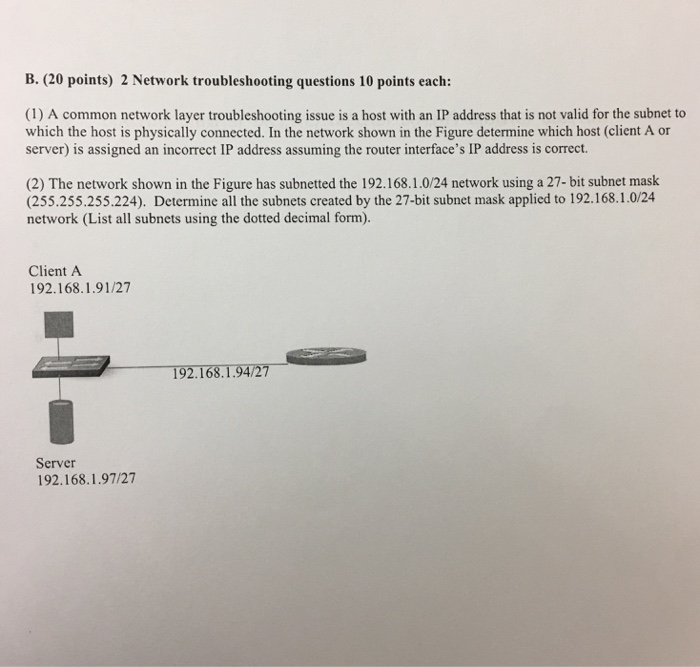 Solved A common network layer troubleshooting issue is a | Chegg.com