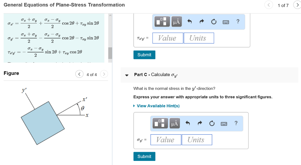 Solved General Equations of Plane-Stress Transformation 1 of | Chegg.com