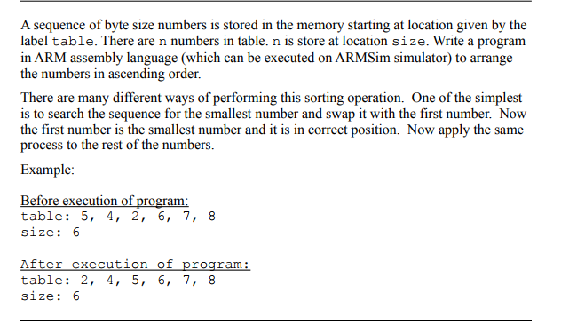 A sequence of byte size numbers is stored in the | Chegg.com