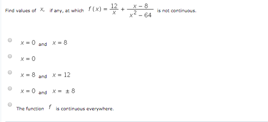 Solved Find values of x, if any, at which f (x) 12/x + x - | Chegg.com