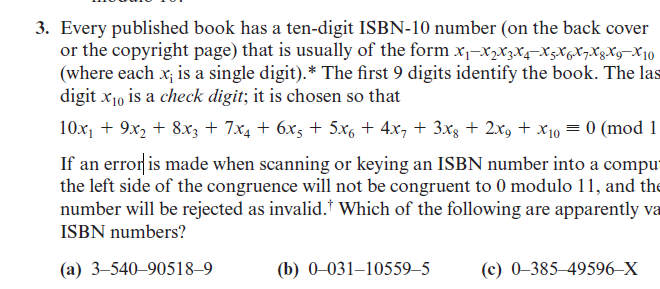 Every published book has a ten-digit ISBN-10 number | Chegg.com