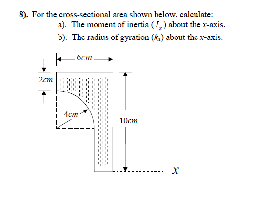 Solved For the cross-sectional area shown below, calculate: | Chegg.com