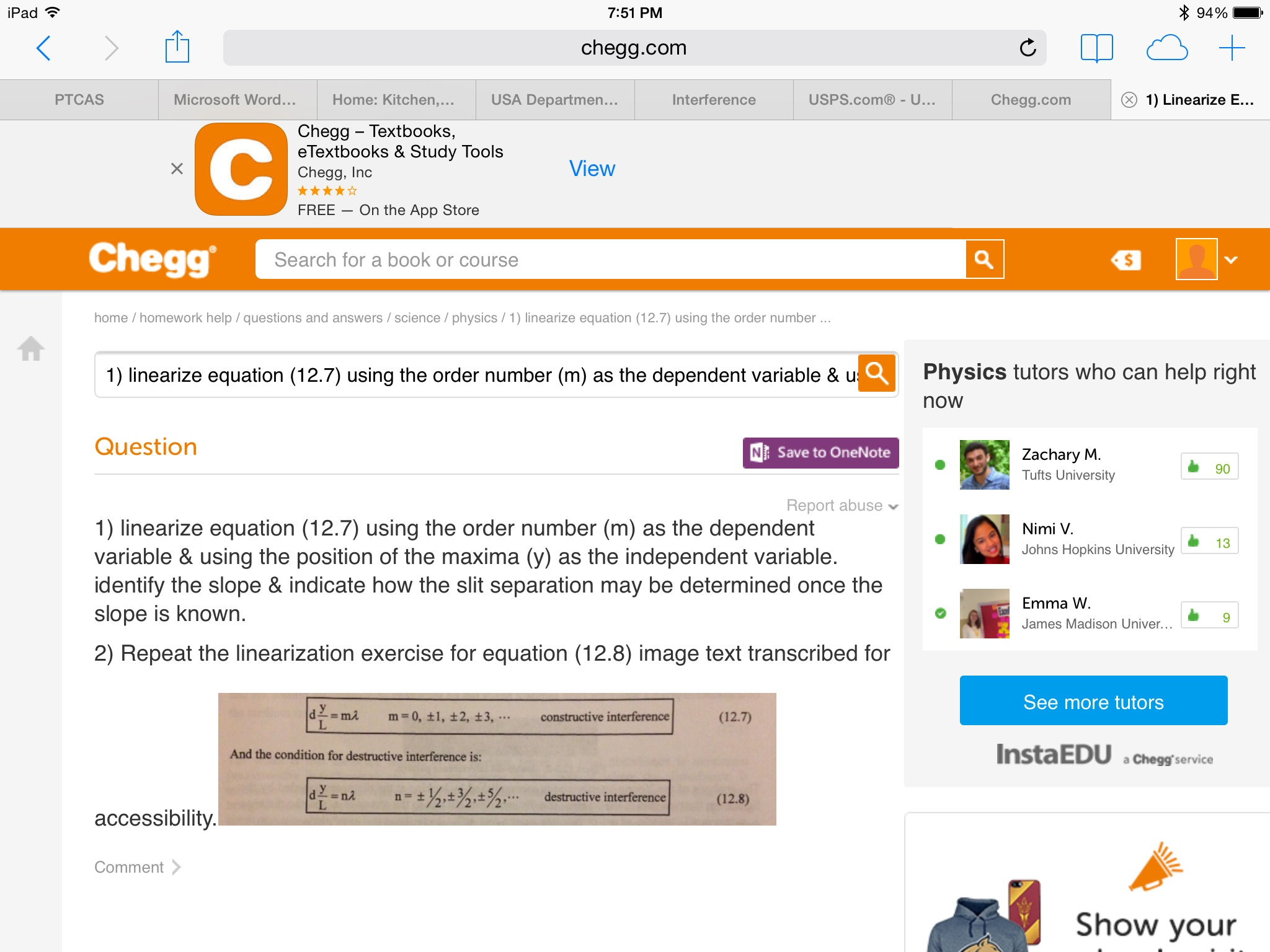 Solved 1 Linearize Equation 12 7 Using The Order Number