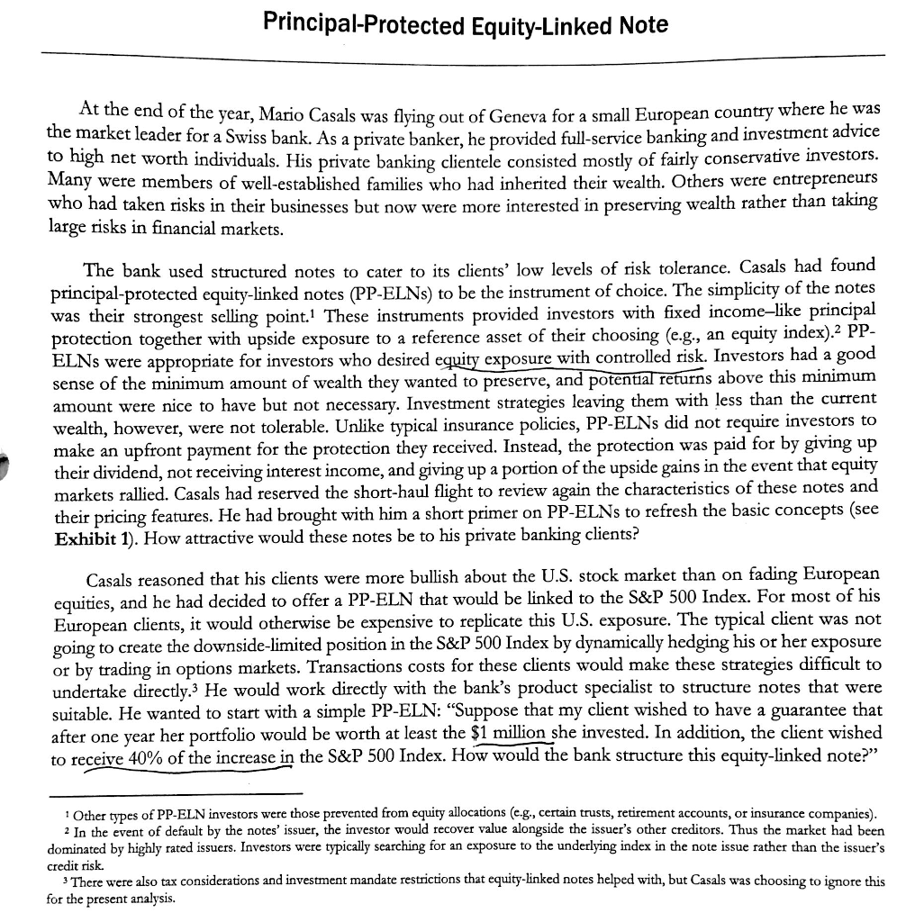 Solved Principal-Protected Equity-Linked Note At the end of | Chegg.com