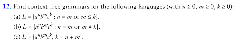 Solved 12. Find context-free grammars for the following | Chegg.com