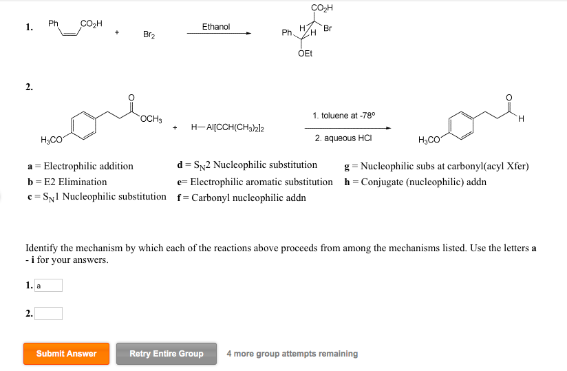Solved Identify the mechanism by which each of the reactions | Chegg.com