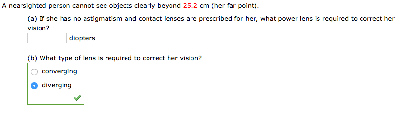 Solved A nearsighted person cannot see objects clearly | Chegg.com