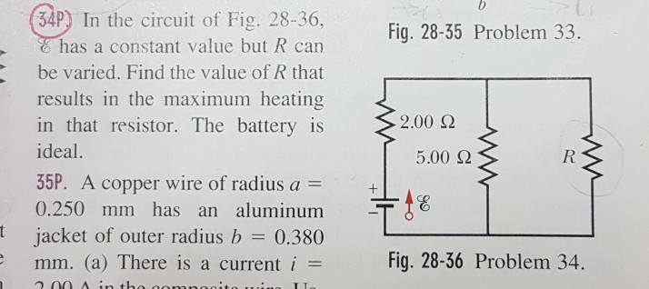 Solved 34P) In the circuit of Fig. 28-36, Fig. 28-35 Problem | Chegg.com