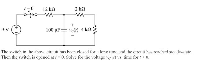 Solved The switch in the above circuit has been closed for a | Chegg.com