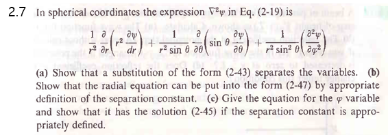Solved 2.7 In spherical coordinates the expression V in Eq. | Chegg.com