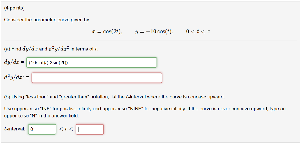 Solved Consider the parametric curve given by x=cos(2t), | Chegg.com