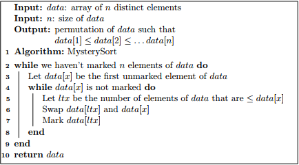 Solved Input: data: array of n distinct elements Input: n: | Chegg.com
