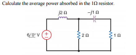 Solved Calculate the average power absorbed in the 1 Ohm | Chegg.com