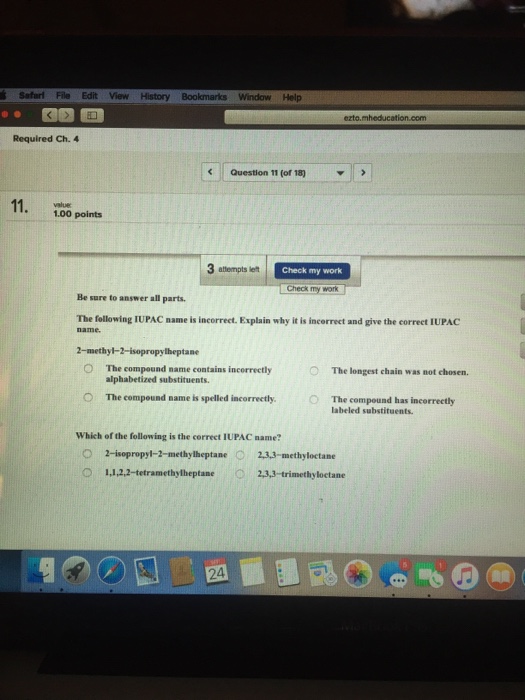 Solved The following IUPAC name is incorrect. Explain why it | Chegg.com