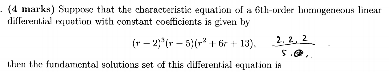 Solved Suppose that the characteristic equation of a | Chegg.com