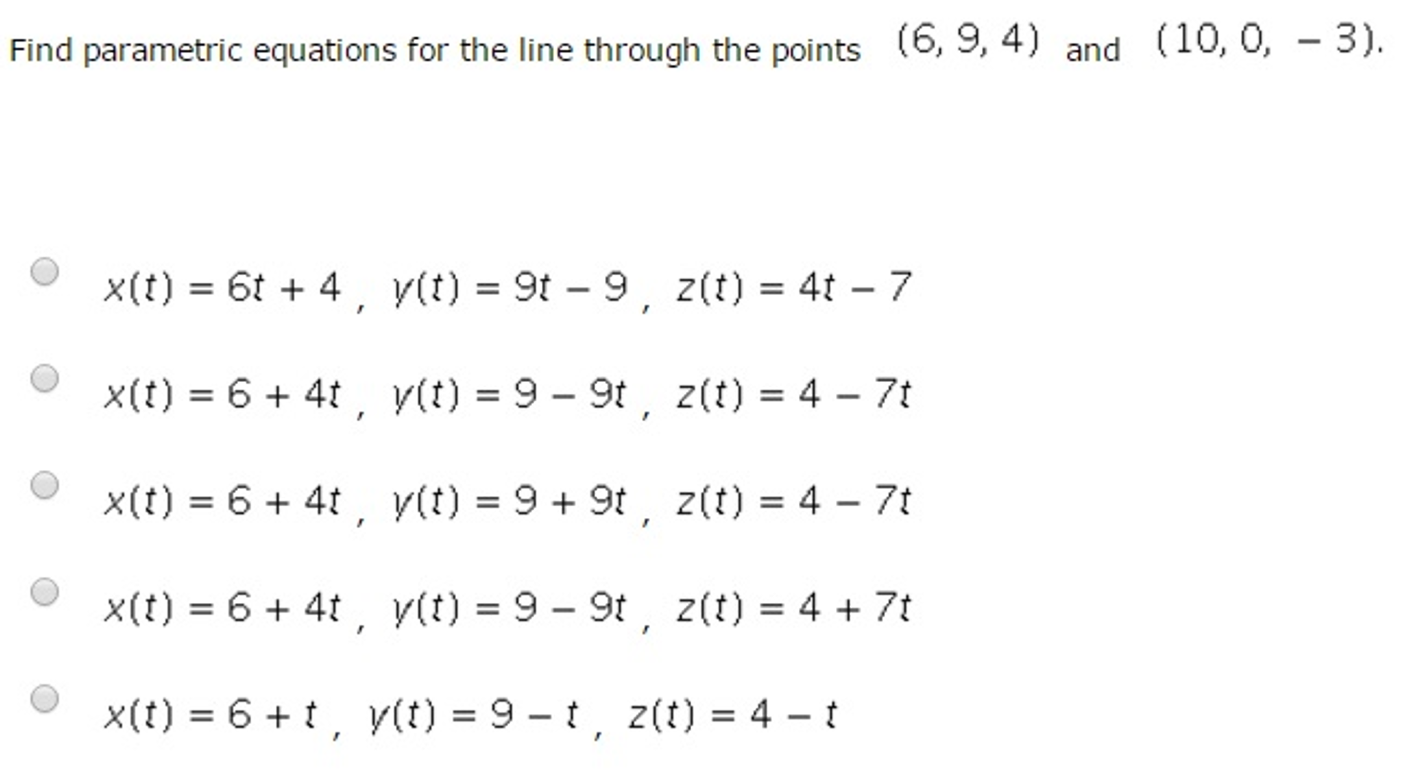 Solved Find parametric equations for the line through the | Chegg.com