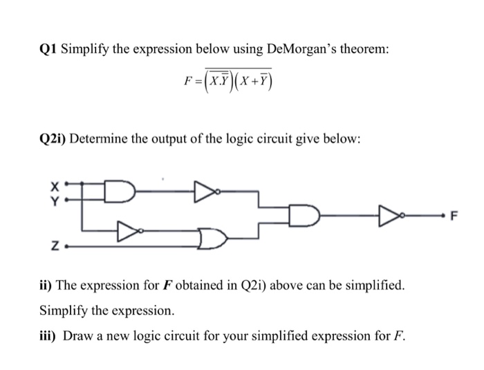 Solved Q1 Simplify the expression below using DeMorgan’s | Chegg.com