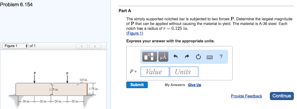 Solved The simply supported notched bar is subjected to | Chegg.com