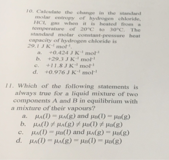Solved Calculate the change in the standard molar entropy of | Chegg.com