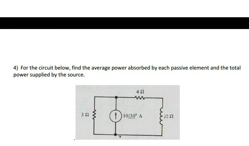 Solved For the circuit below, find the average power | Chegg.com