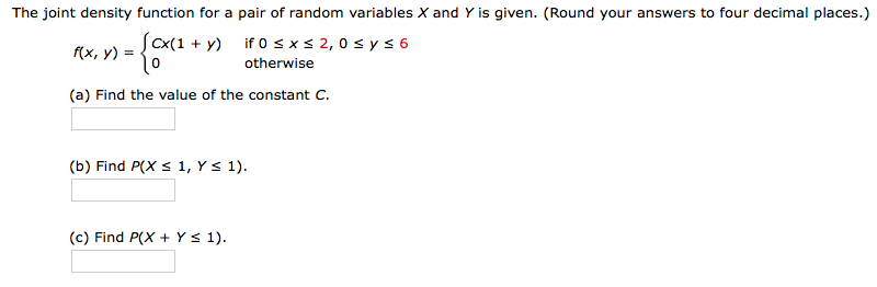 Solved The joint density function for a pair of random | Chegg.com