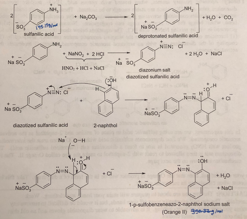 Solved Preparation of the Dye, Orange II. The mechanism is | Chegg.com