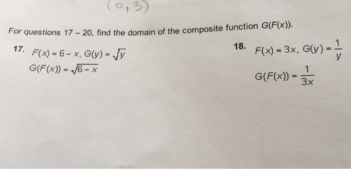 Solved Find the domain of the composite function G(F(x)). | Chegg.com
