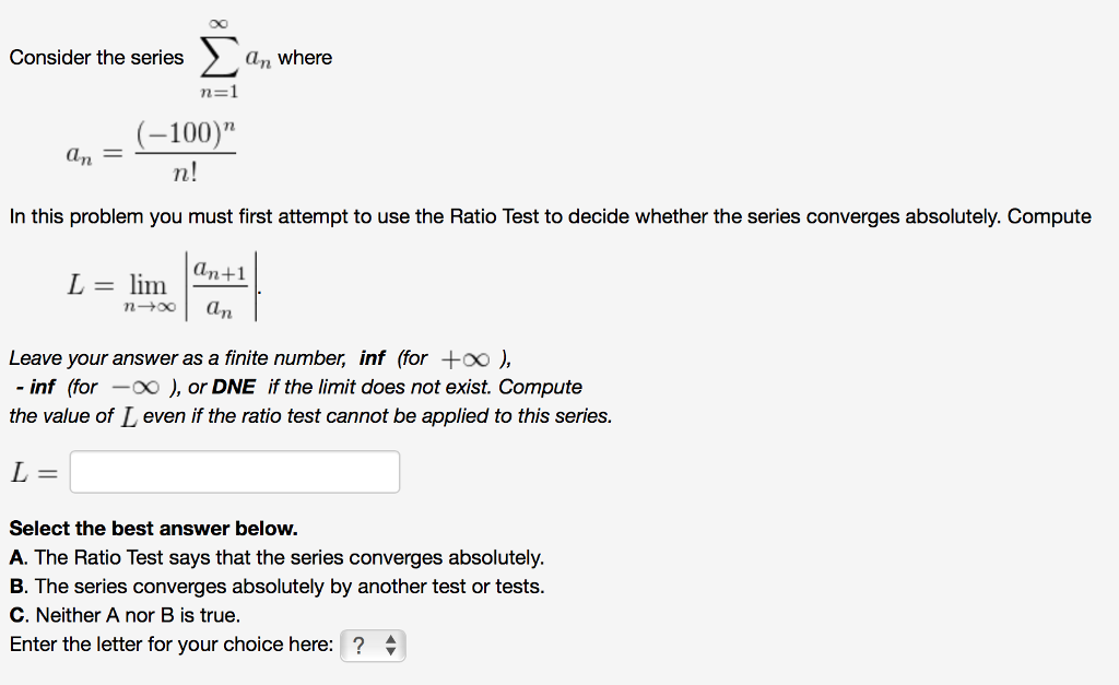 Solved Consider the infinite series. Determine if converges | Chegg.com