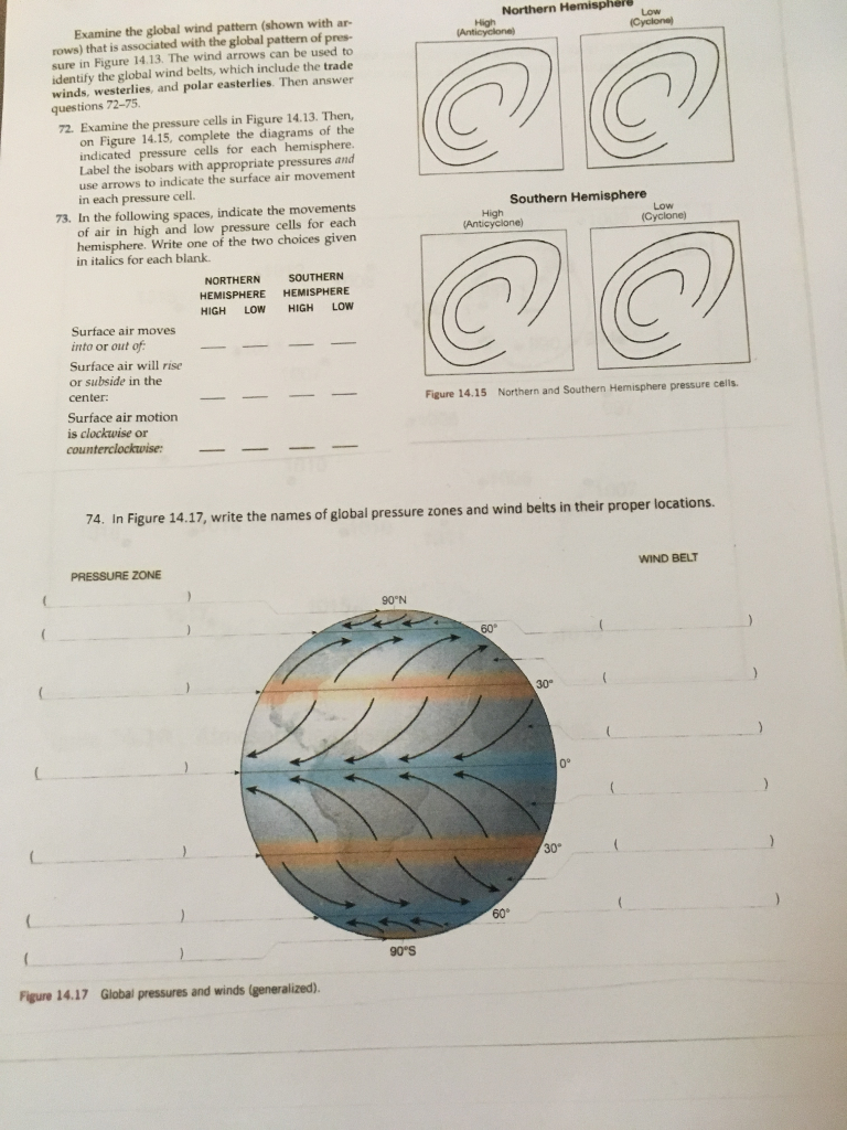 Solved Examine the global wind pattern (shown with arrows) | Chegg.com