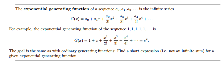 Solved The Exponential Generating Function Of A Sequence