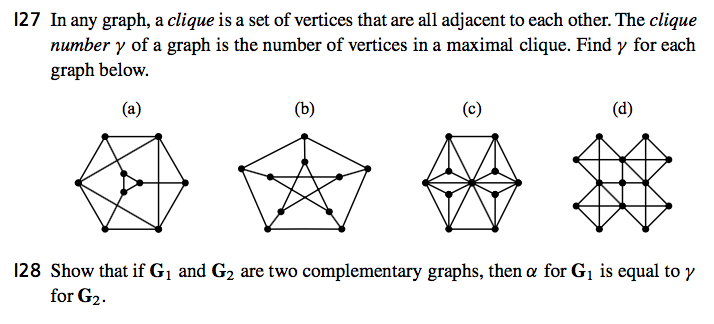 Solved 127 In any graph, a clique is a set of vertices that | Chegg.com